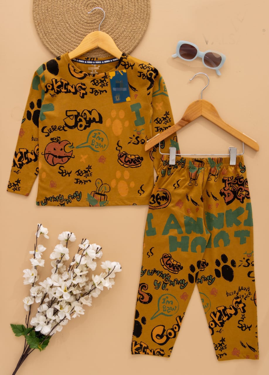 Full Sleeves Pajama Set (Mustard Cool) – sanright